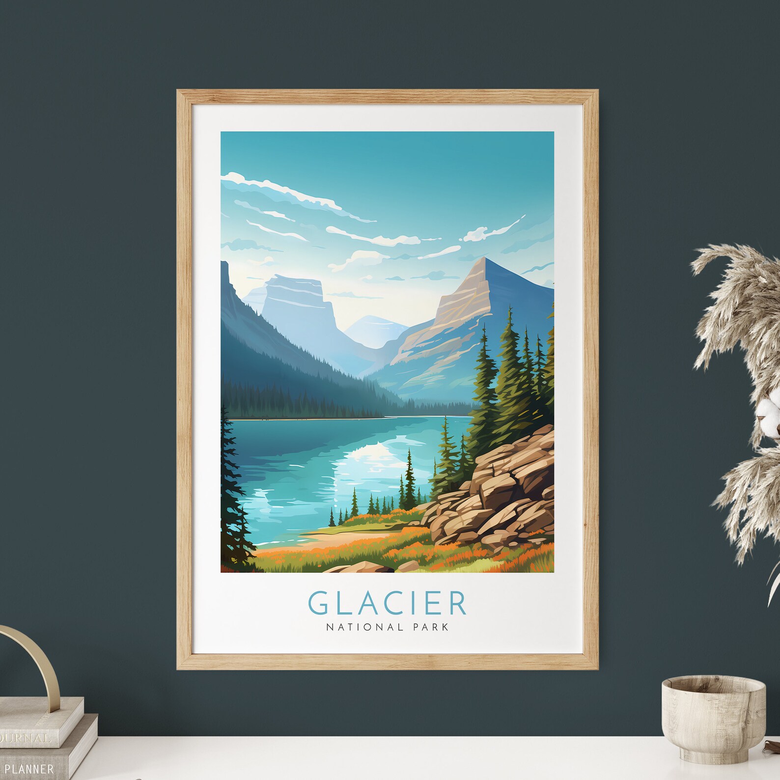 Glacier National Park Travel Poster Wall Art Print Glacier Poster ...