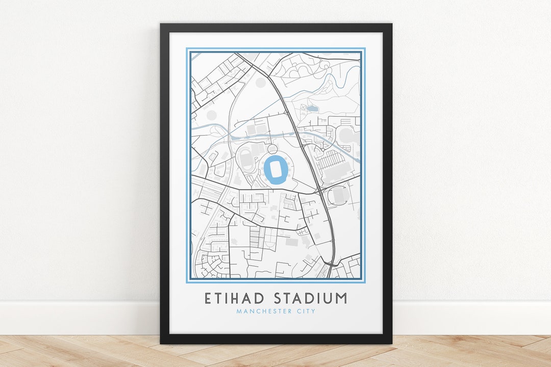 Etihad Stadium Map Print, Manchester City FC Print, Football Club Print ...