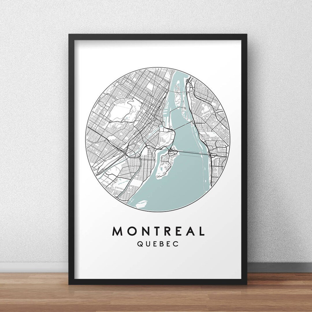 Montreal City Map Print, Street Map Art, Montreal Map Poster, Montreal ...