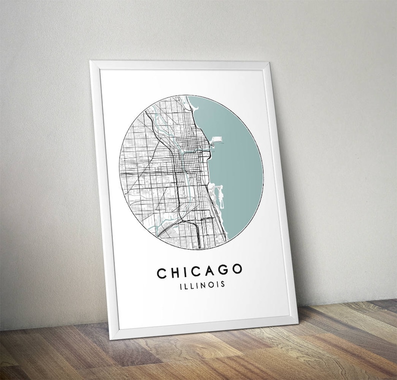 Chicago City Map Print Street Map Art Chicago Map Poster - Etsy