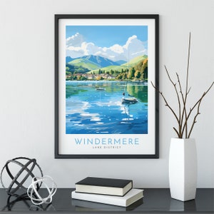 Windermere Lake District Travel Poster Wall Art Print Windermere Poster ...