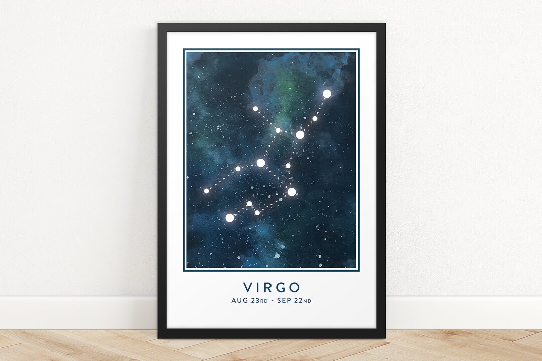 Virgo Star Sign Print, Constellation Art Print, Horoscope Print, Star ...