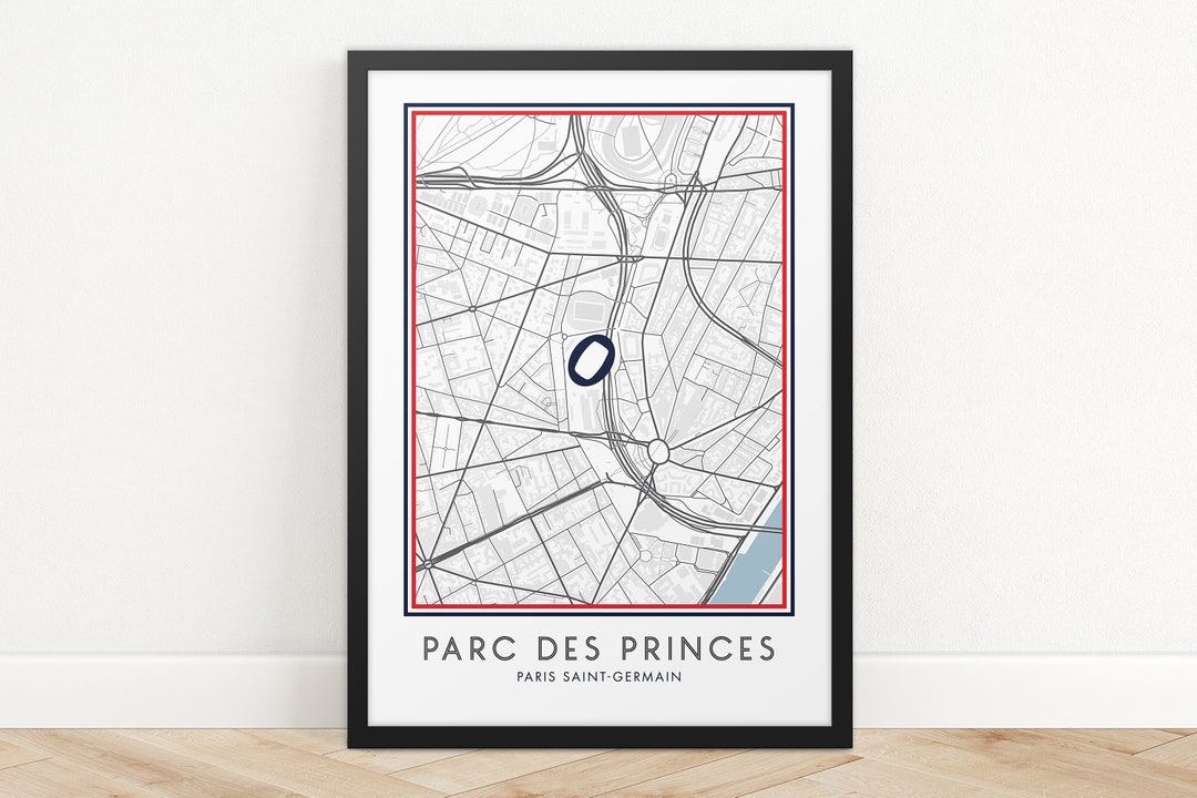Parc Des Princes Stadium Map Print, Paris Saint-germain Print, Football ...