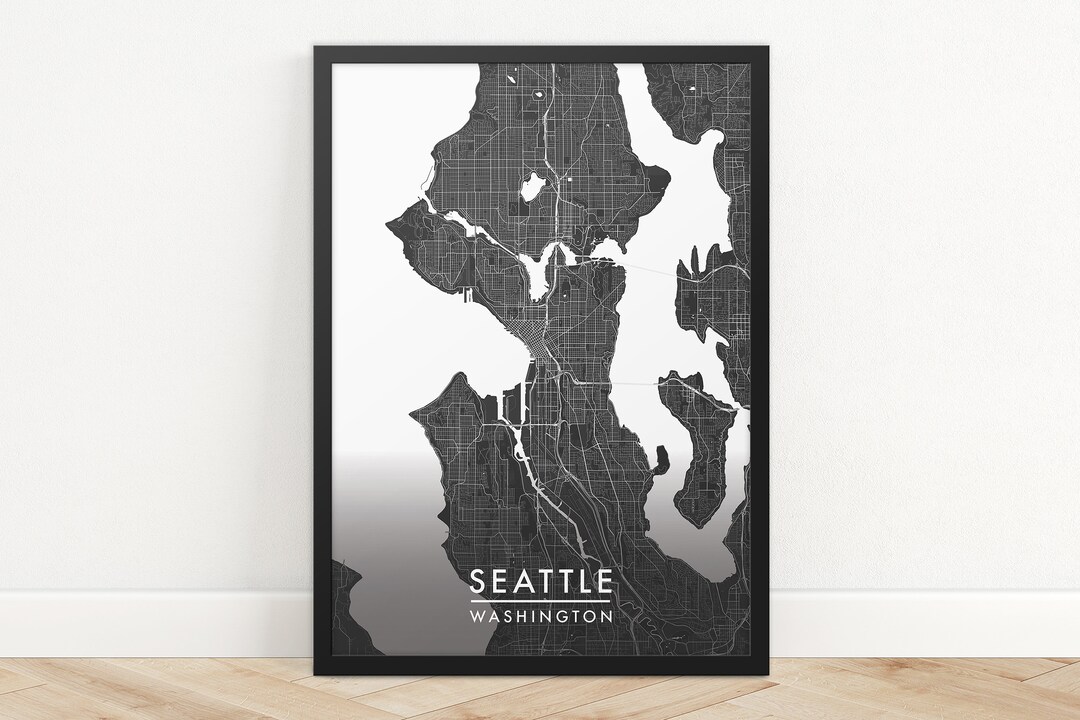 Seattle City Map Art Print: Minimalist Street Map Travel Poster - Etsy