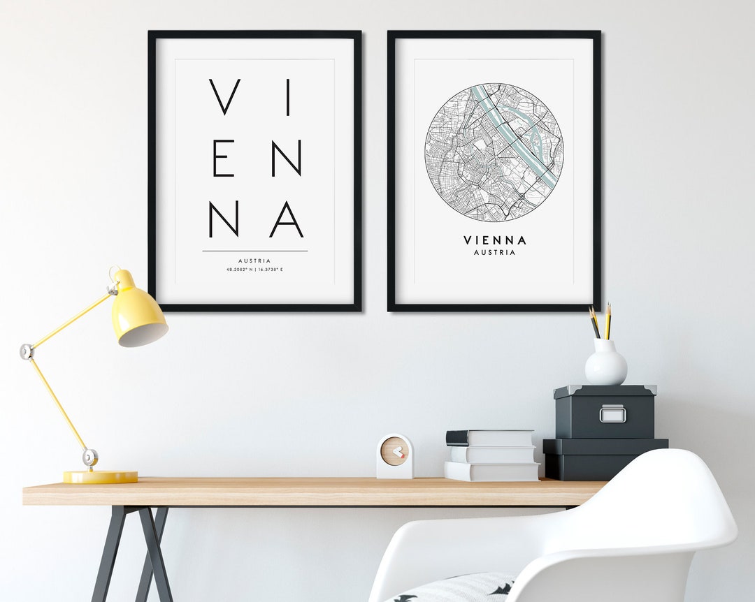 Vienna Print Set, Vienna City Map, Typography Print, Vienna Print ...