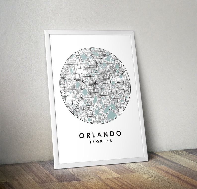 Orlando City Map Print Street Map Art Orlando Map Poster | Etsy