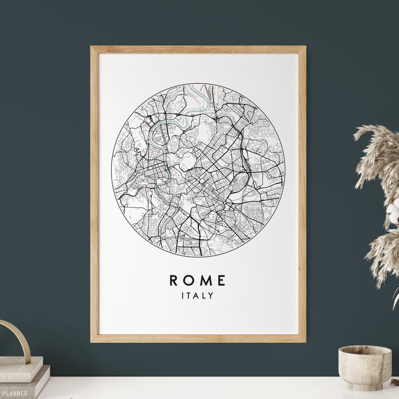Rome City Map Print Street Map Art Rome Map Poster Rome Map - Etsy