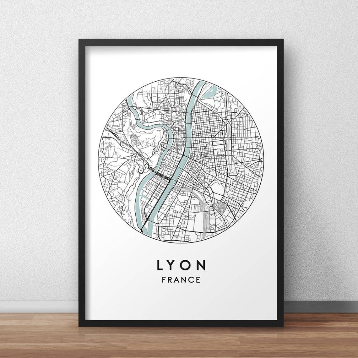 Lyon City Map Print Street Map Art Lyon Map Poster Lyon Map - Etsy