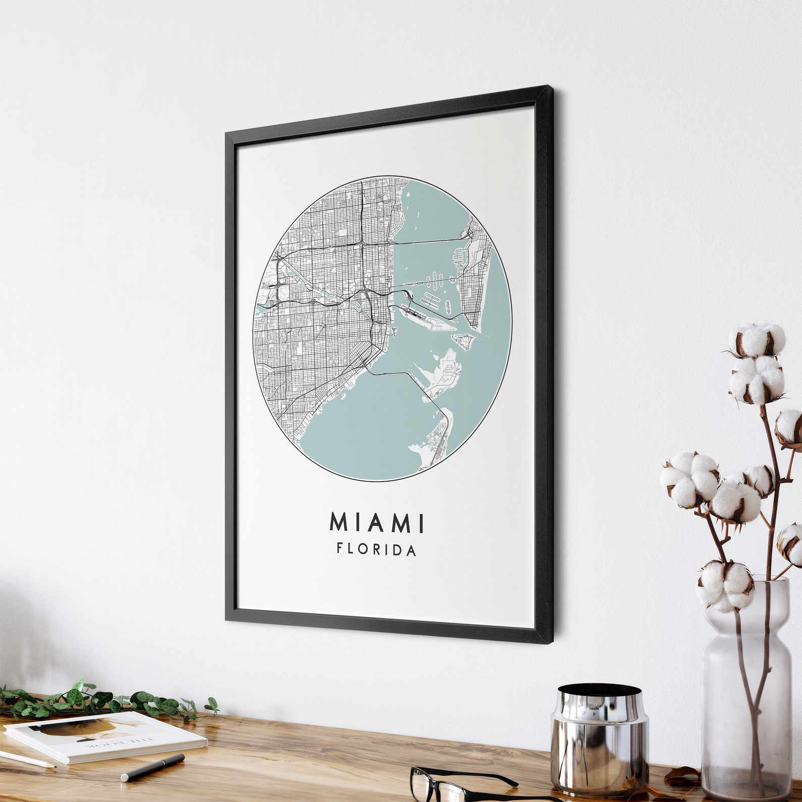 Miami City Map Print Street Map Art Miami Map Poster Miami - Etsy UK