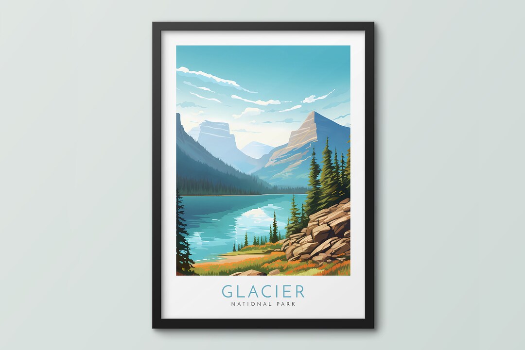 Glacier National Park Travel Poster Wall Art Print Glacier Poster ...