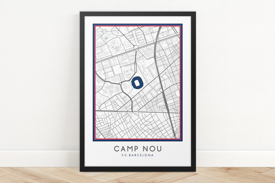 Camp Nou Stadium Map Print, FC Barcelona Print, Football Club Print ...