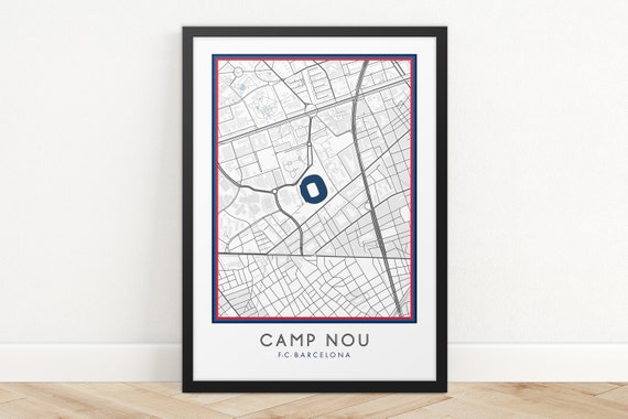 Camp Nou Stadium Map Print FC Barcelona Print Football Club - Etsy