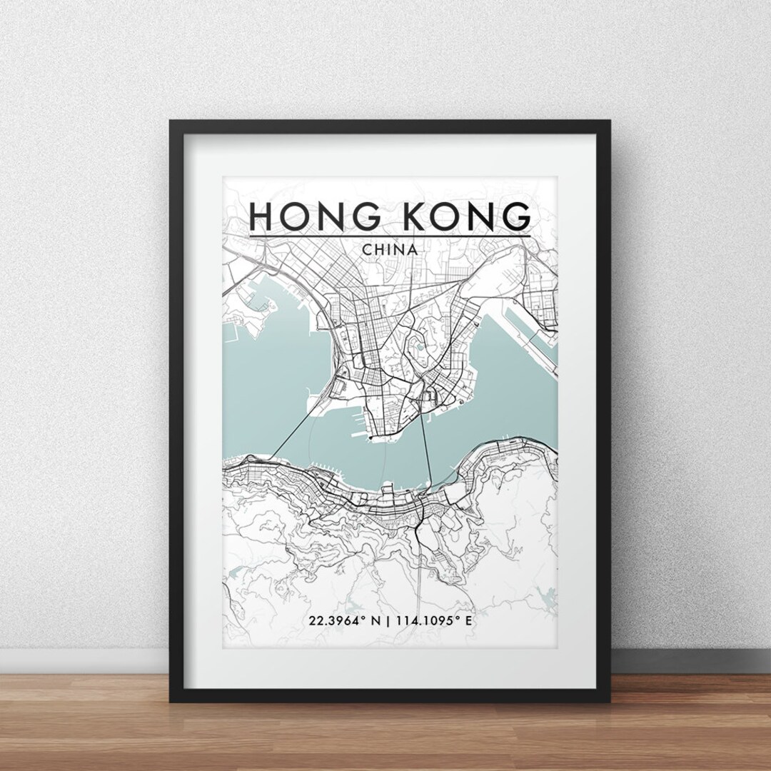 Hong Kong City Map Print, Street Map Art, Hong Kong Map Poster, Hong ...