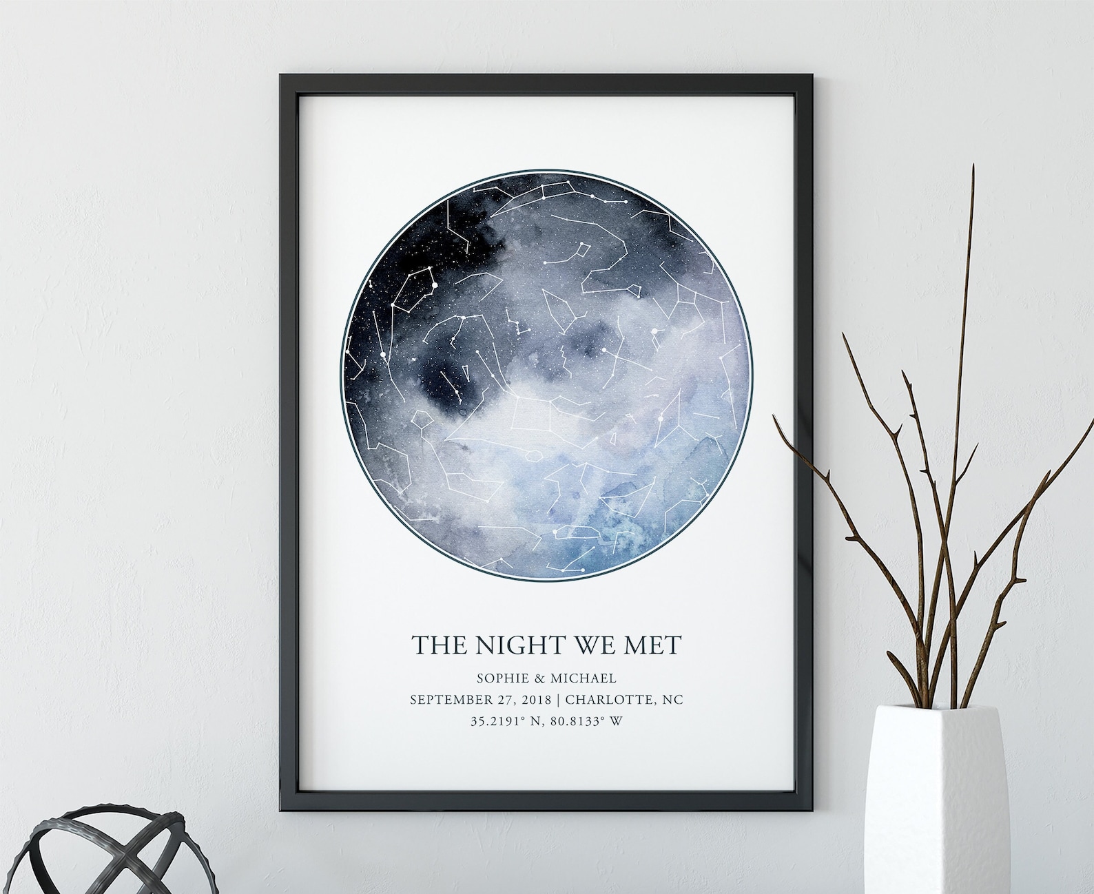 Personalised Star Map Print Anniversary Gift Night Sky Print Star Map ...