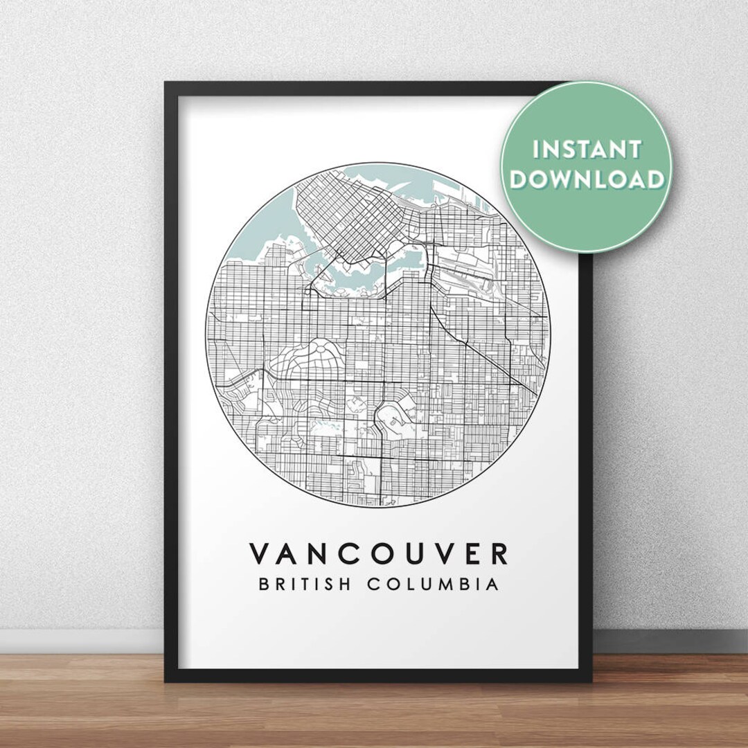 Vancouver City Map Printable, Street Map Art, Vancouver Map Print ...