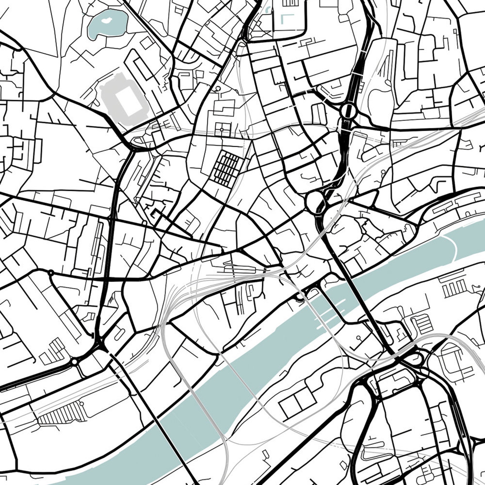 Newcastle City Map Printable Street Map Art Newcastle Map - Etsy UK