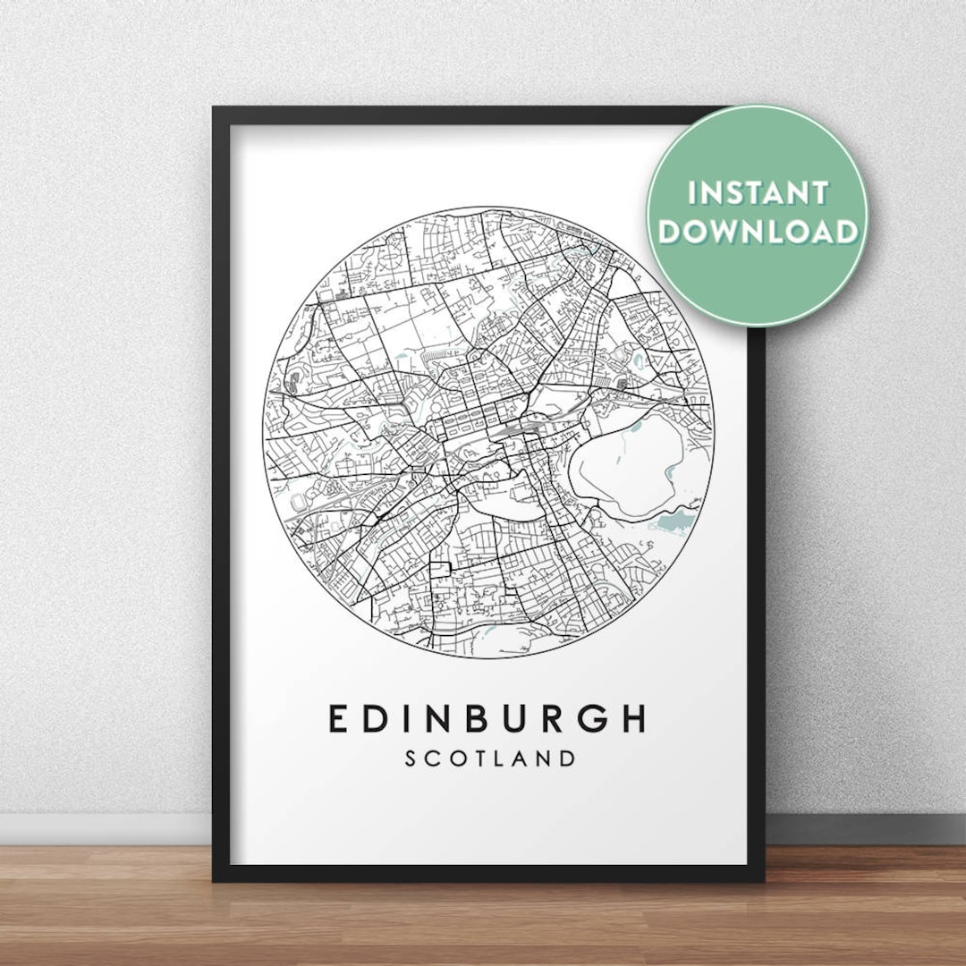 Edinburgh City Map Printable, Street Map Art, Edinburgh Map Print, City Map Wall Art, Edinburgh ...