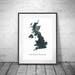 UK Map Watercolour Print, Watercolor Map Art, United Kingdom Map Poster ...