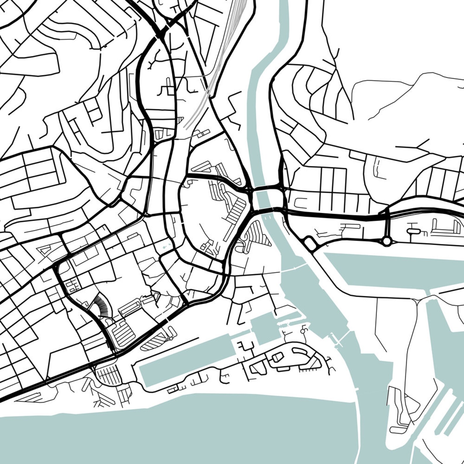 Swansea City Map Printable, Street Map Art, Swansea Map Print, City Map ...