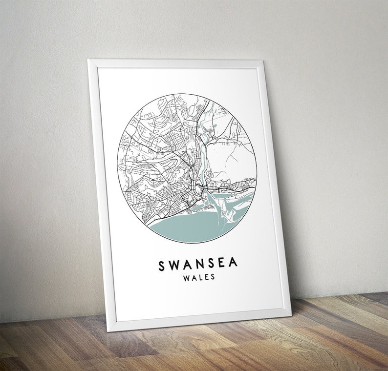 Swansea City Map Printable Street Map Art Swansea Map Print - Etsy