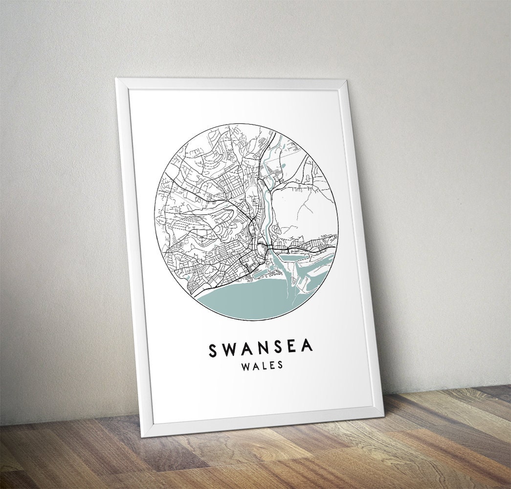 Swansea City Map Printable Street Map Art Swansea Map Print - Etsy UK