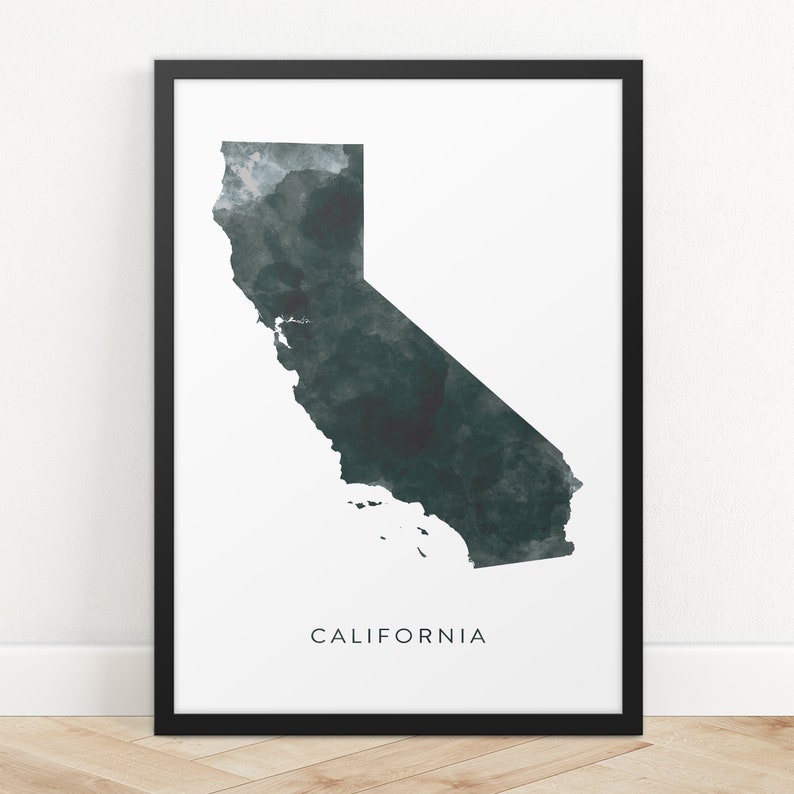 California Map Watercolor Print California State California - Etsy