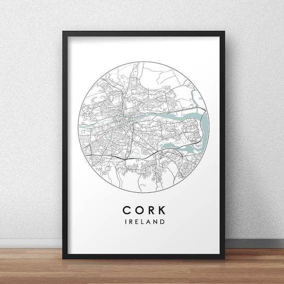 Cork City Map Print Street Map Art Cork Map Poster Cork Map | Etsy