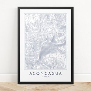 Aconcagua Topographic Map Print, Contour Lines Map Print, Aconcagua ...