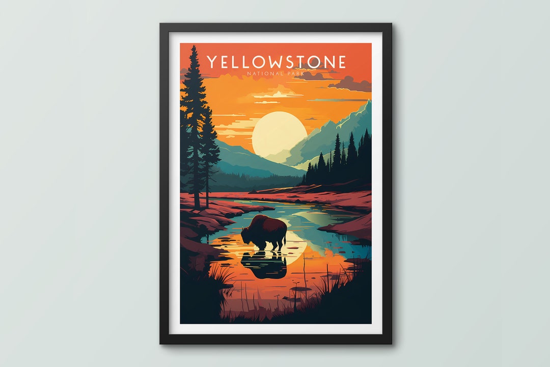 Yellowstone National Park Travel Poster Wall Art Print Yellowstone ...