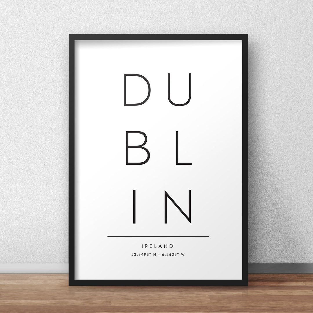 Dublin City Print, Dublin Poster, Typography Print, Dublin Print ...