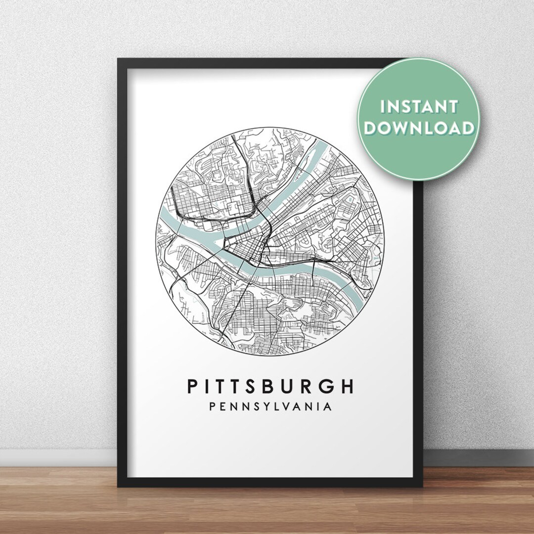 Pittsburgh City Map Printable, Street Map Art, Pittsburgh Map Print ...