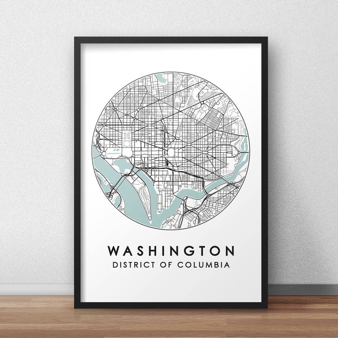 Washington DC City Print, Street Map Art, Washington Map Poster ...