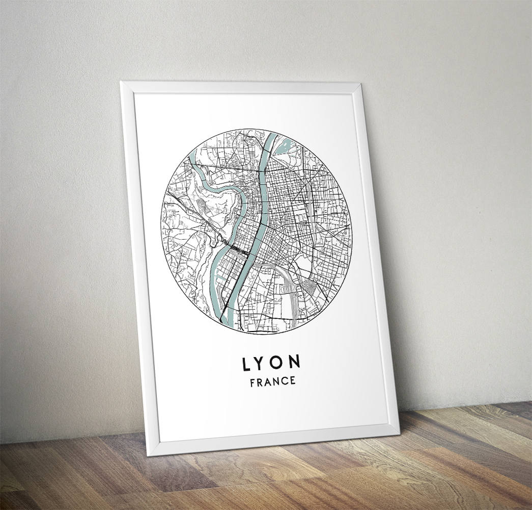 Lyon City Map Printable, Street Map Art, Lyon Map Print, City Map Wall ...