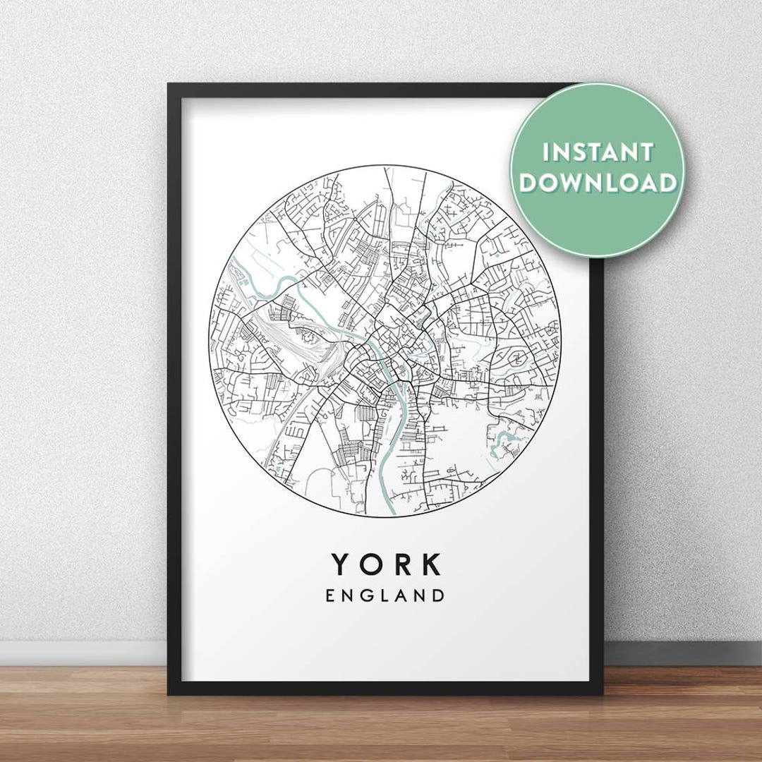 York City Map Printable, Street Map Art, York Map Print, City Map Wall ...