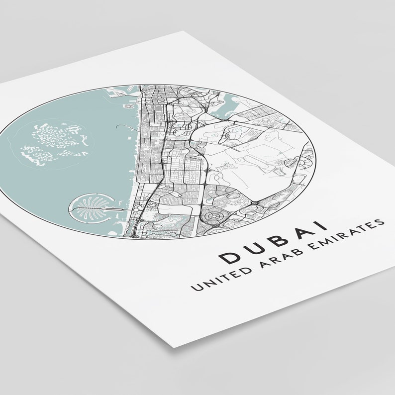 Dubai City Map Print, Street Map Art, Dubai Map Poster, Dubai Map Print ...