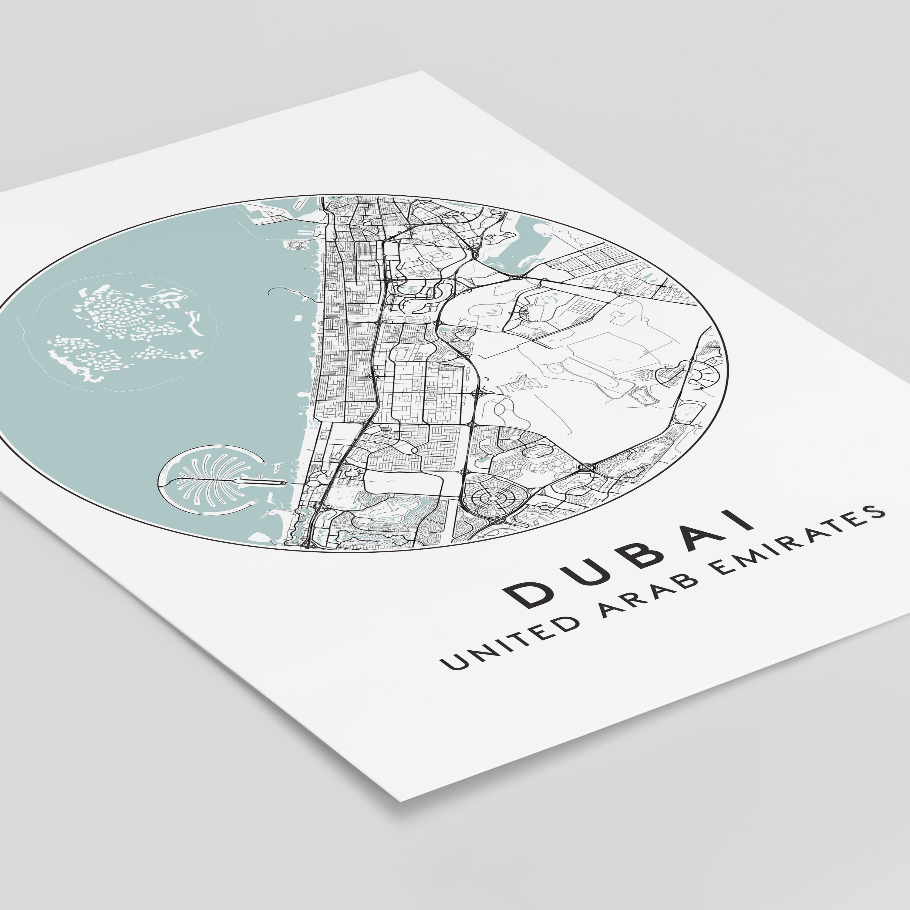 Dubai City Map Print, Street Map Art, Dubai Map Poster, Dubai Map Print ...