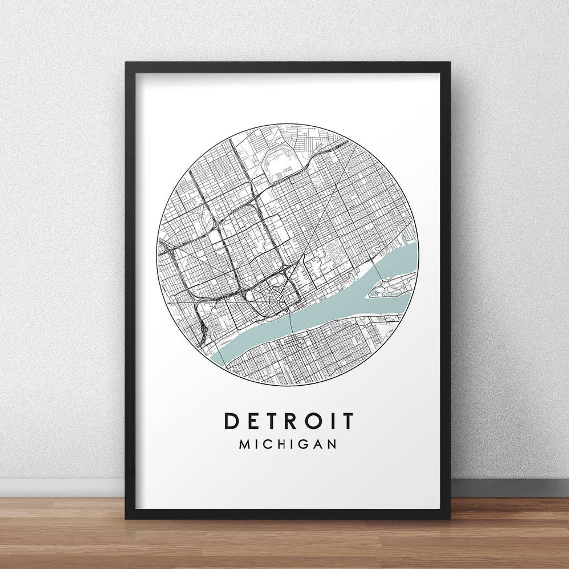 Detroit City Map Print, Street Map Art, Detroit Map Poster, Detroit Map ...