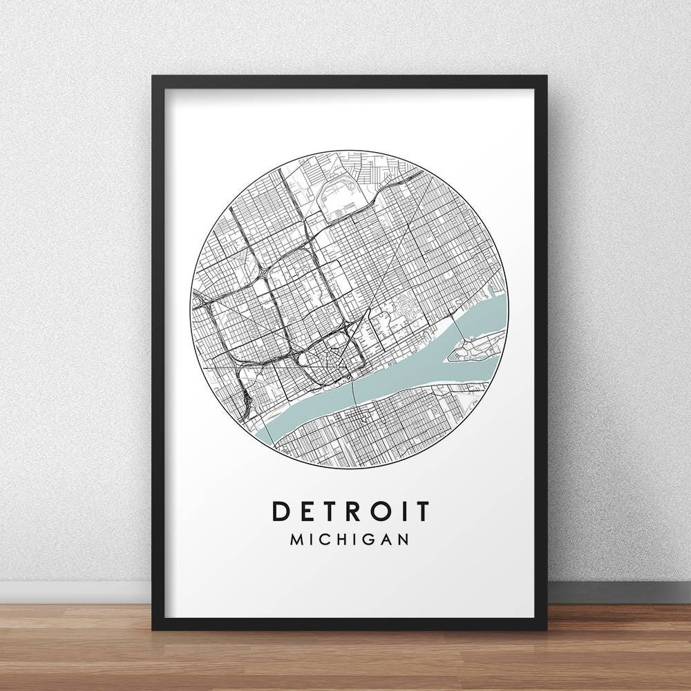 Detroit City Map Print Street Map Art Detroit Map Poster | Etsy