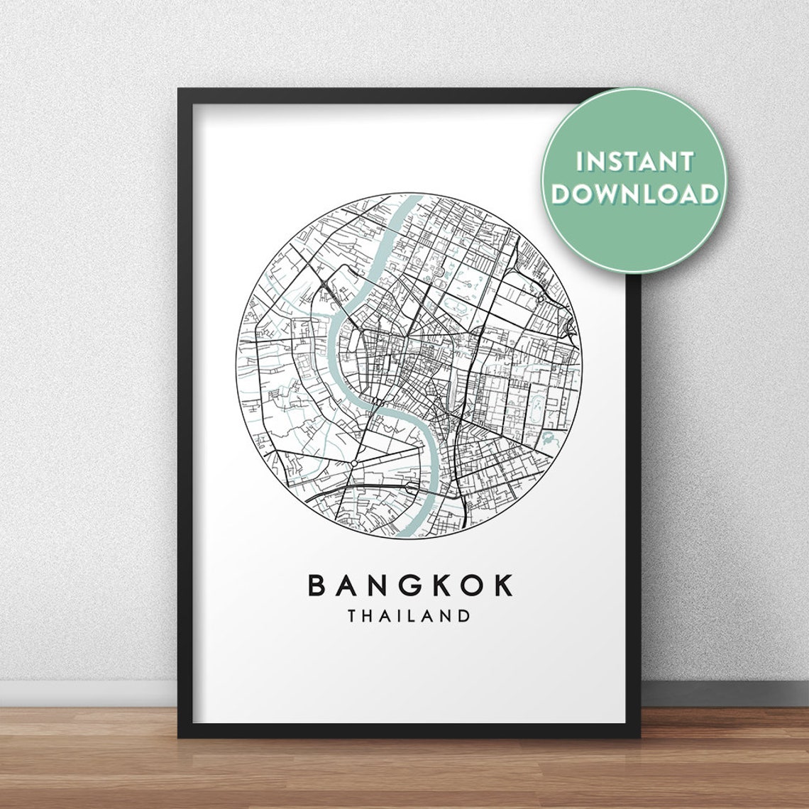 Bangkok City Map Printable Street Map Art Bangkok Map Print - Etsy