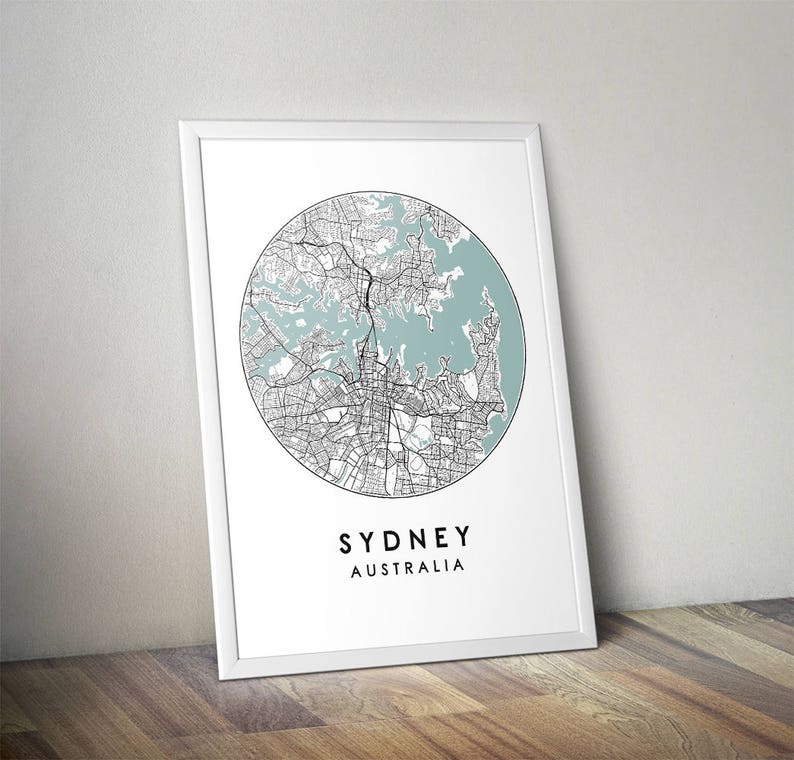 Sydney City Map Printable Street Map Art Sydney Map Print - Etsy