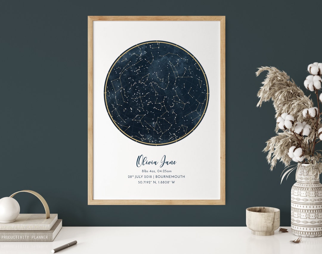 Custom Star Map Print, Anniversary Gift, Night Sky Print, Star Map ...