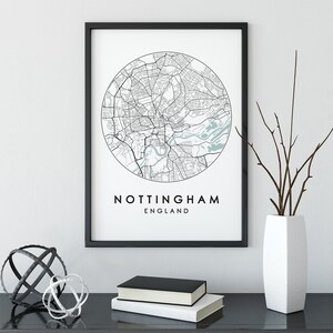 Nottingham City Map Print, Street Map Art, Nottingham Map Poster ...