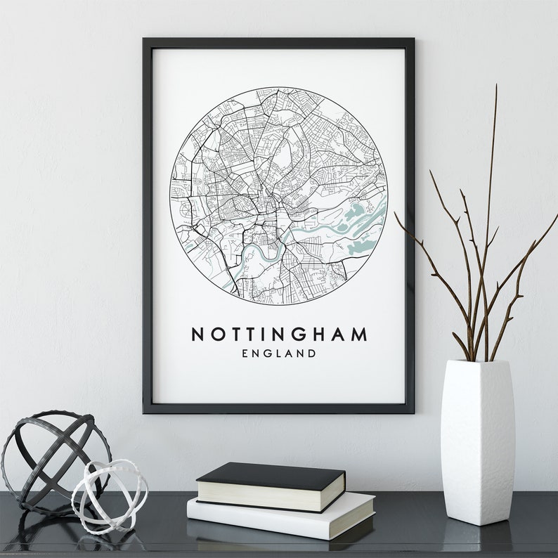 Nottingham City Map Print Street Map Art Nottingham Map | Etsy UK