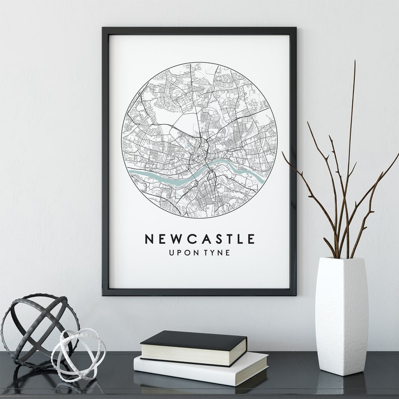 Newcastle City Map Print, Street Map Art, Newcastle Map Poster ...