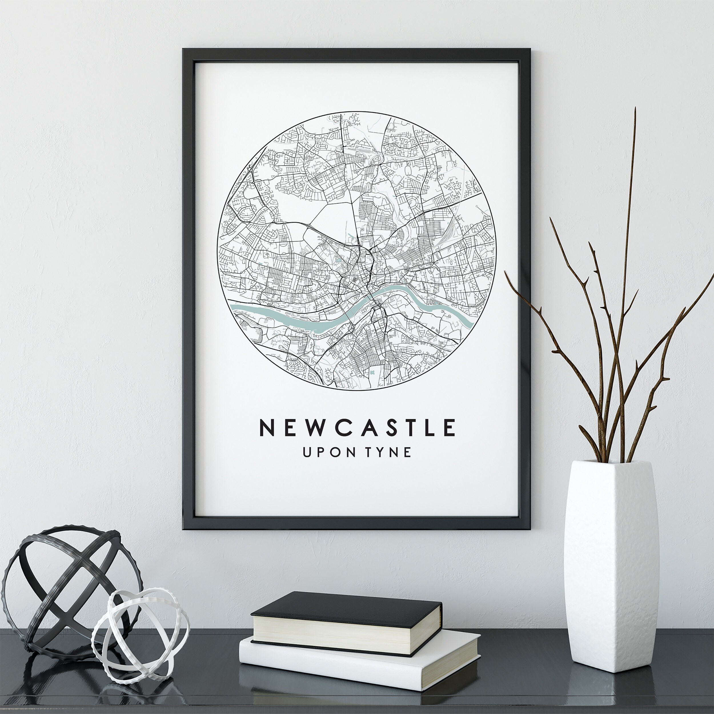 Newcastle City Map Print, Street Map Art, Newcastle Map Poster ...