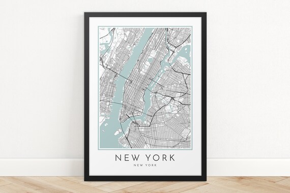 New York City Map Print Street Map Art New York Map Poster - Etsy