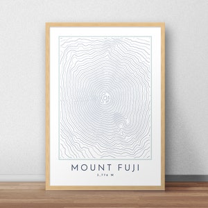 Mount Fuji Topographic Map Print, Contour Lines Map Print, Mount Fuji ...