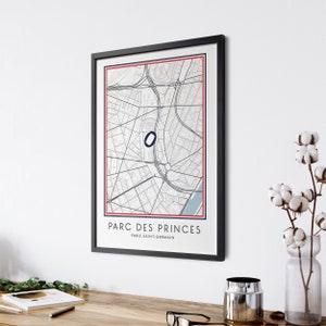 Parc Des Princes Stadium Map Print, Paris Saint-germain Print, Football ...