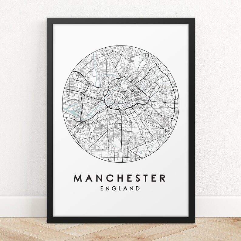 Manchester City Map Print Street Map Art Manchester Map - Etsy