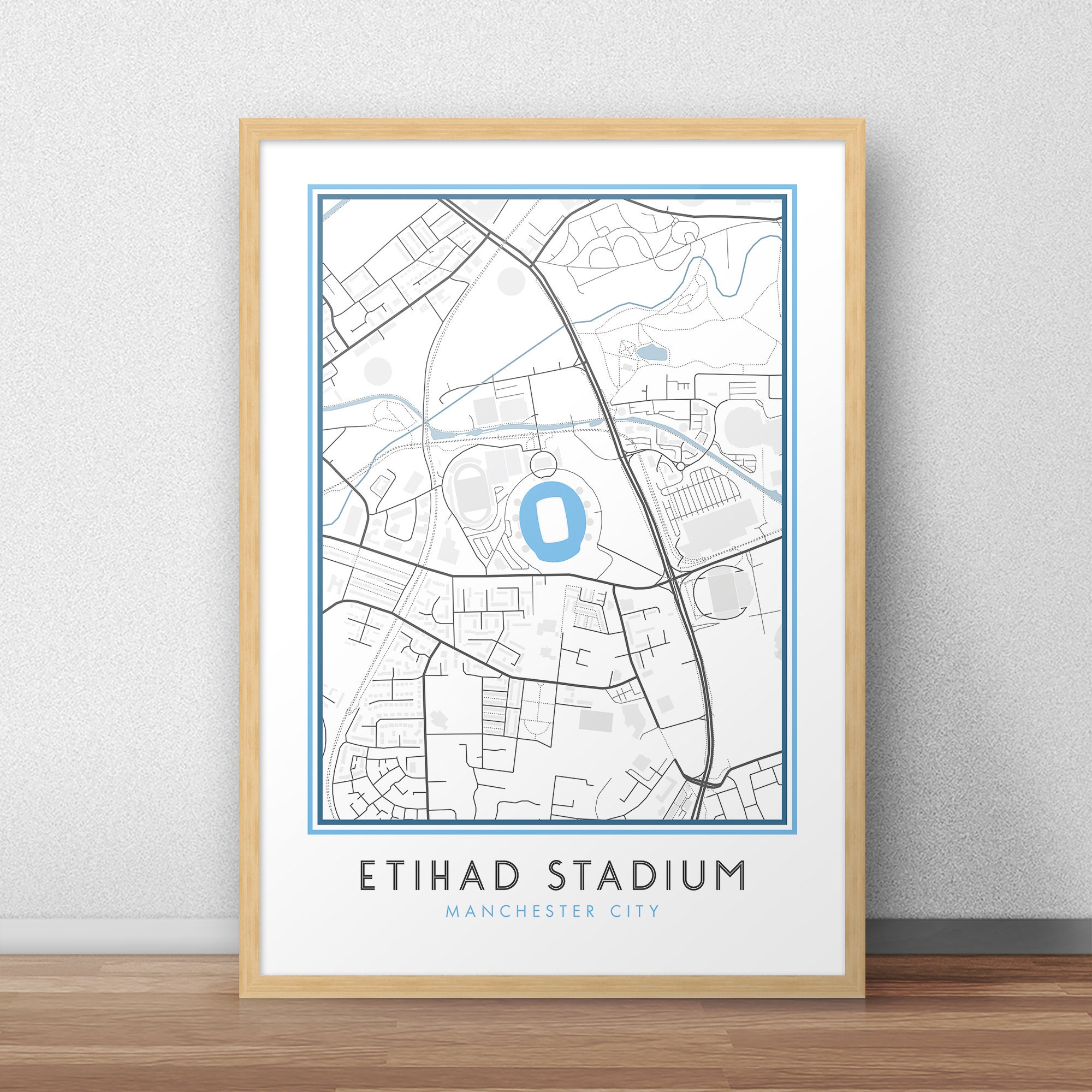Etihad Stadium Map Print, Manchester City FC Print, Football Club Print ...